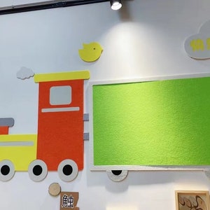 Train Decor Pin Board, Locomotive Custom Wall Décor, Kindergarten ...
