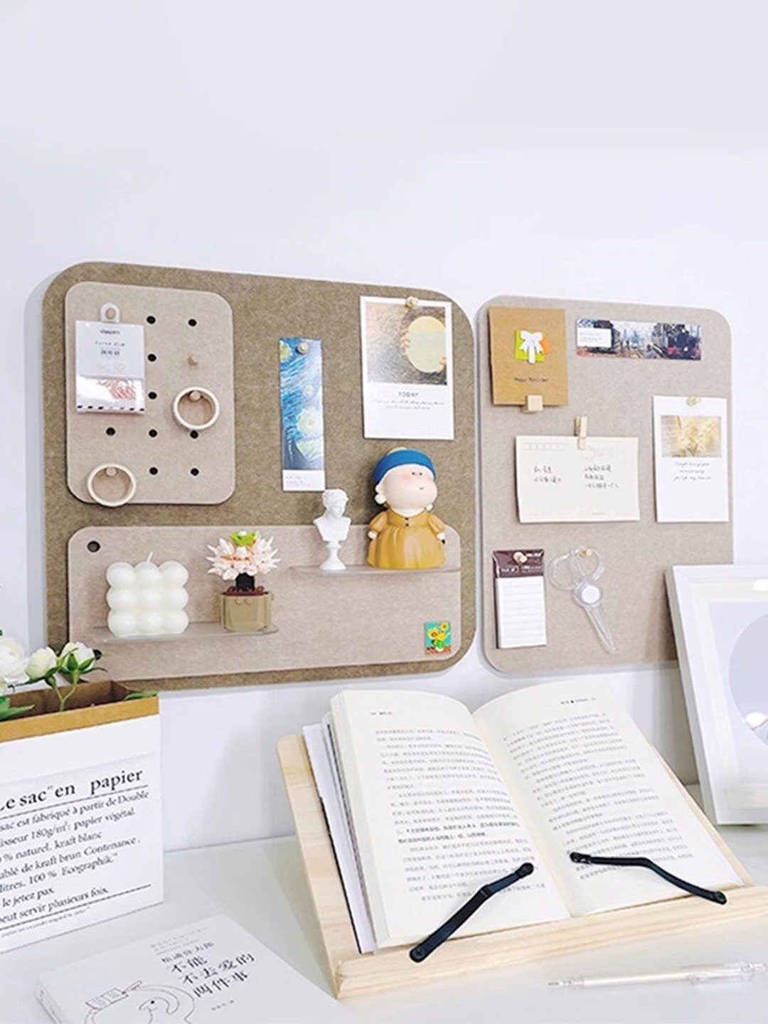 Wall Decor With Shelf, Photo Collage Kit, Eco Felt Décor and Storage ...