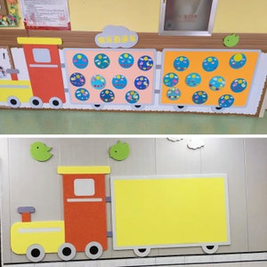 Train Decor Pin Board, Locomotive Custom Wall Décor, Kindergarten ...