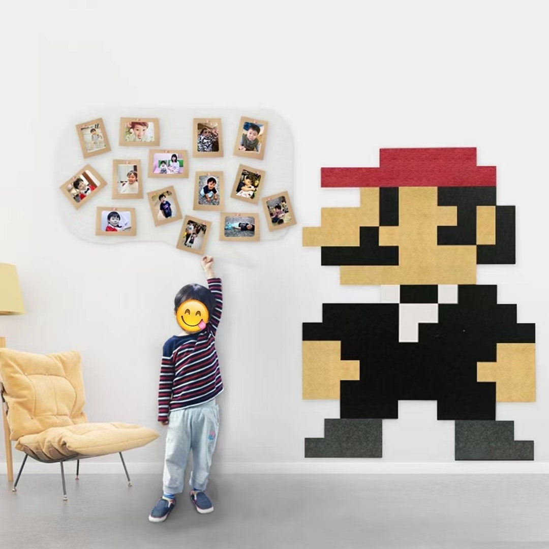 Puzzle Pin Board of Super Mario, Polygon Sound Diffuser Panel, Felt ...