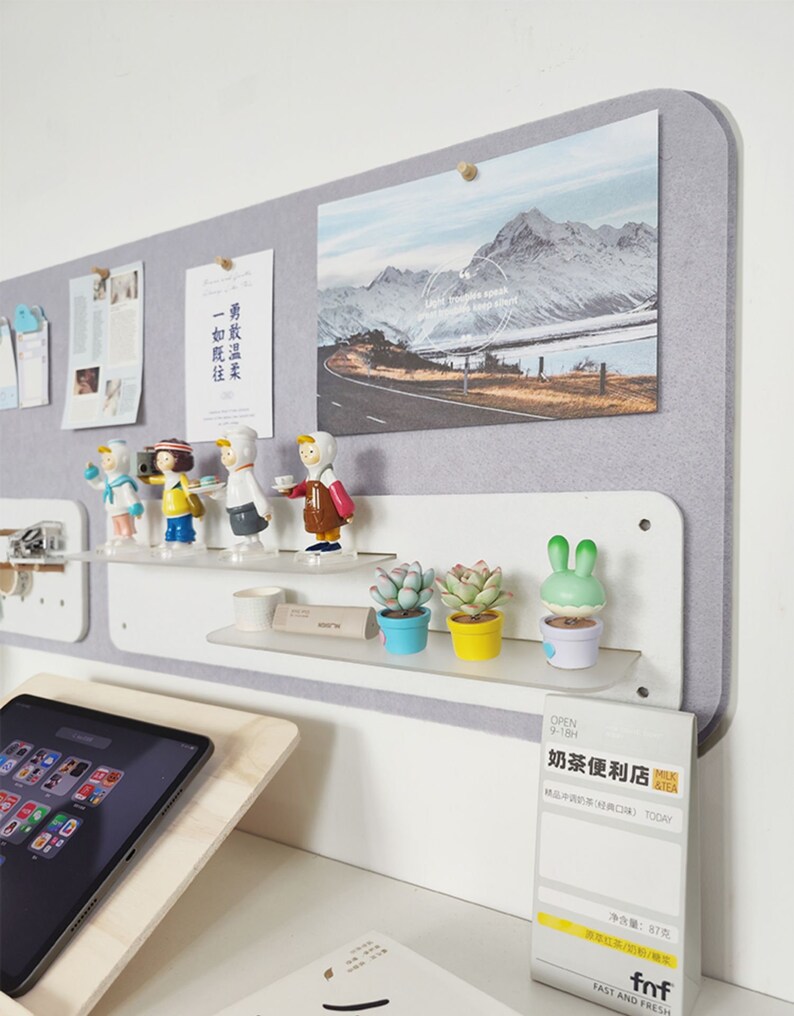 Wall Decor With Shelf, Photo Collage Kit, Eco Felt Décor and Storage ...