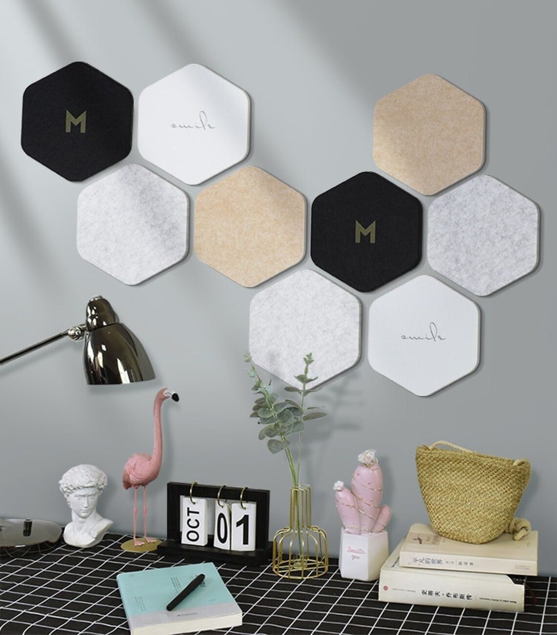 Home Decor of Rounded Hexagon Tile Wall Art Design Polygon - Etsy