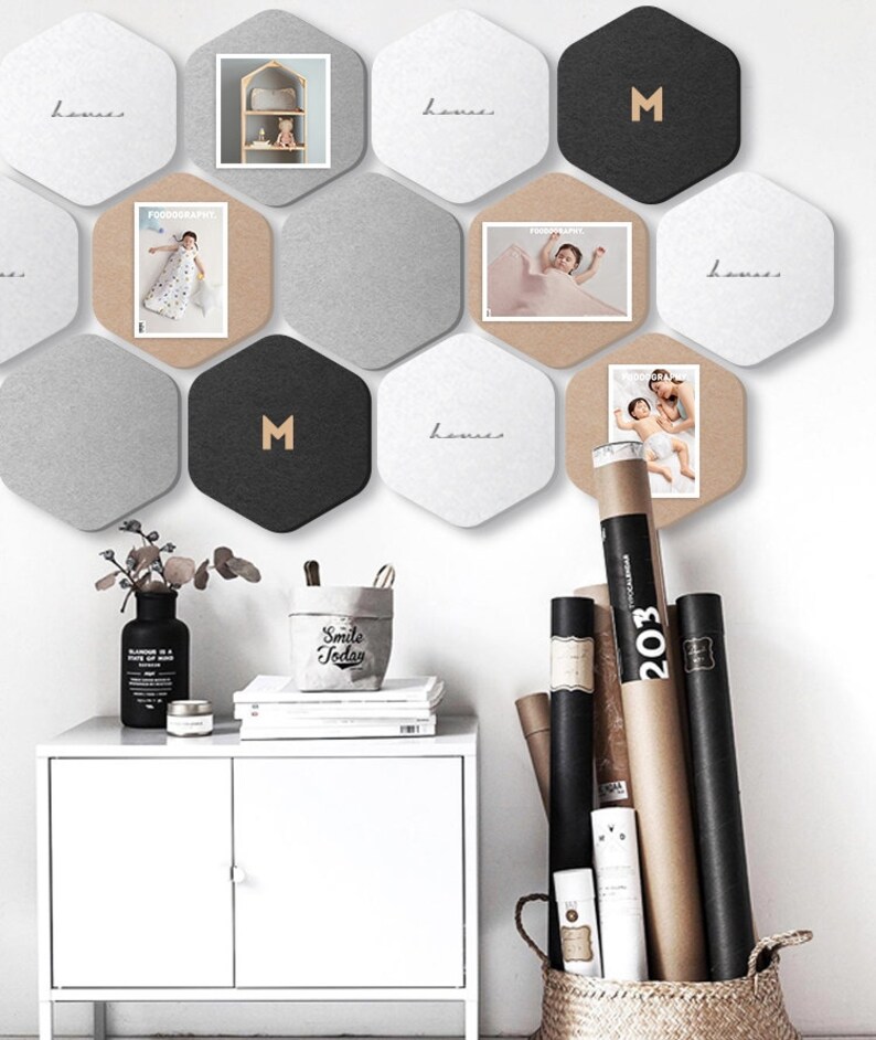 Home Decor of Rounded Hexagon Tile Wall Art Design Polygon - Etsy