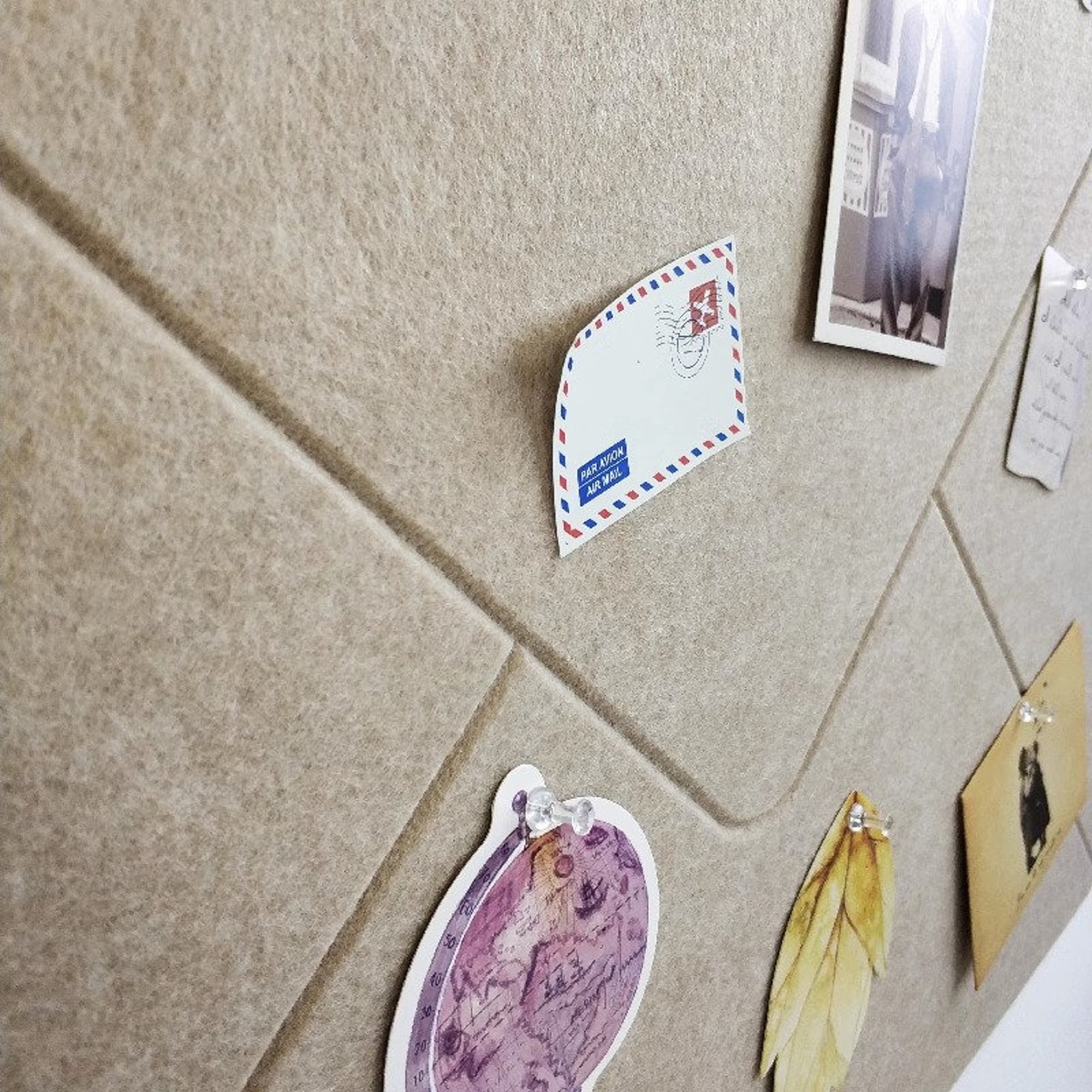 Pin Poard of Envelope, Decorative Felt Wall Tiles, Polygon Sound ...
