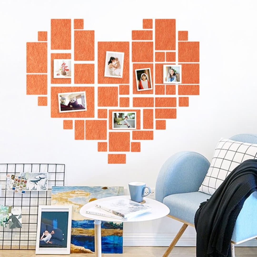 Heart Pin Board, Colorful Felt Wall Tiles, Custom Wall Décor, Bulletin ...