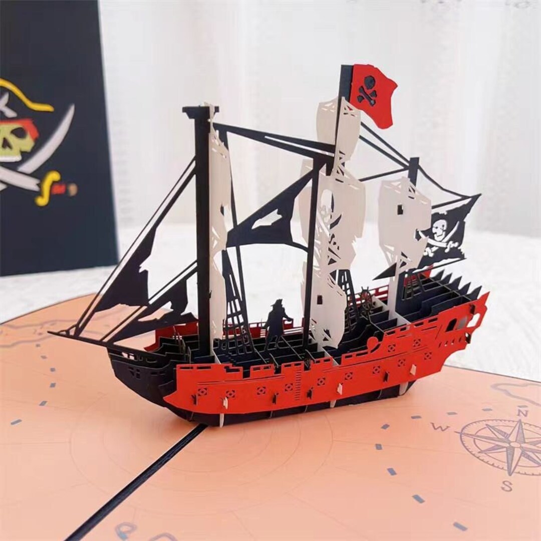 Pop up Card of Pirate Ship, Pirate Ship Gift Greeting Card, Pirate Ship ...