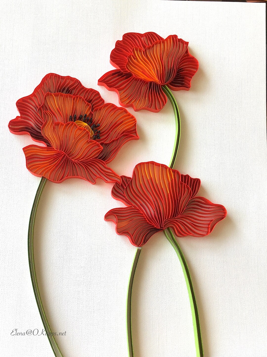 Poppies Flowers quilling Art Wall Decor Framed Paper Craft - Etsy Australia