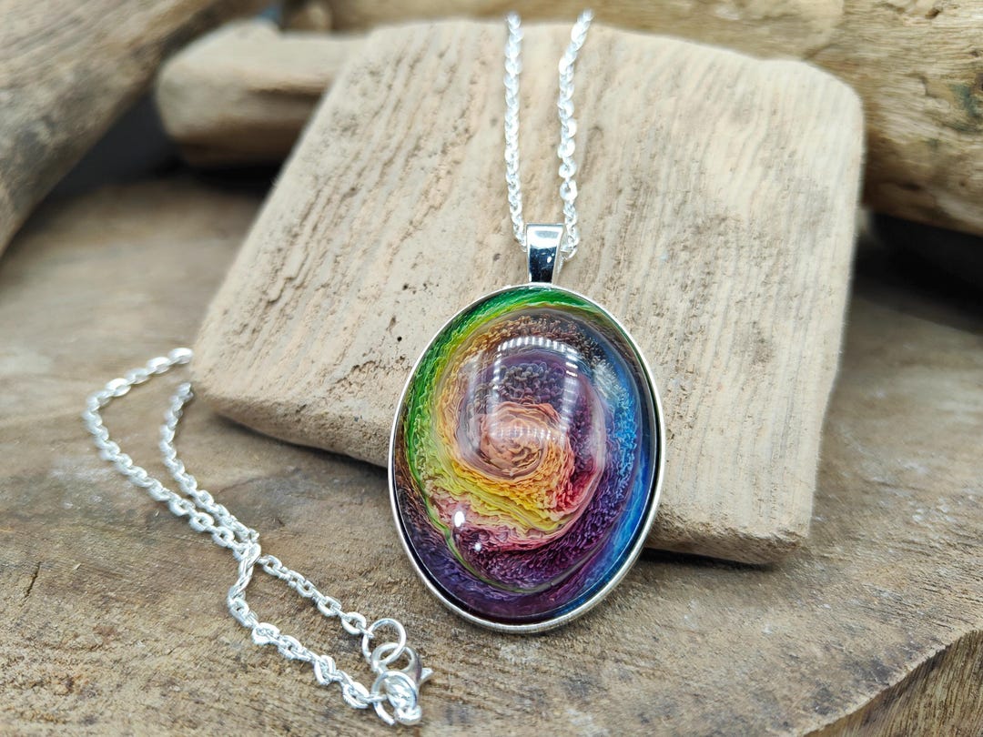 Rainbow Swirl Effect Resin Pendant, Colourpop Resin Pendant, Large ...