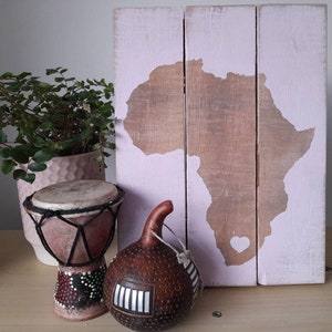 Personalised Rustic African Wood Sign. Map of Africa Hand Painted on ...