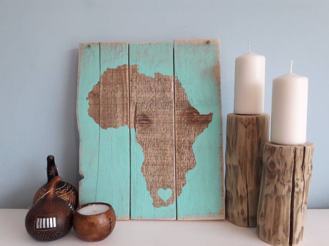 Personalised Rustic African Wood Sign. Map of Africa Hand Painted on ...