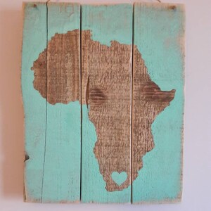 Personalised Rustic African Wood Sign. Map of Africa Hand Painted on ...