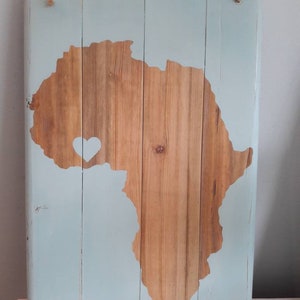 Personalised Rustic African Wood Sign. Map of Africa Hand Painted on ...