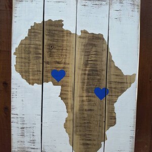 Personalised Rustic African Wood Sign. Map of Africa Hand Painted on ...