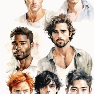 Watercolor Handsome Men Men Clipart Man Portrait Png Man Face Clipart ...