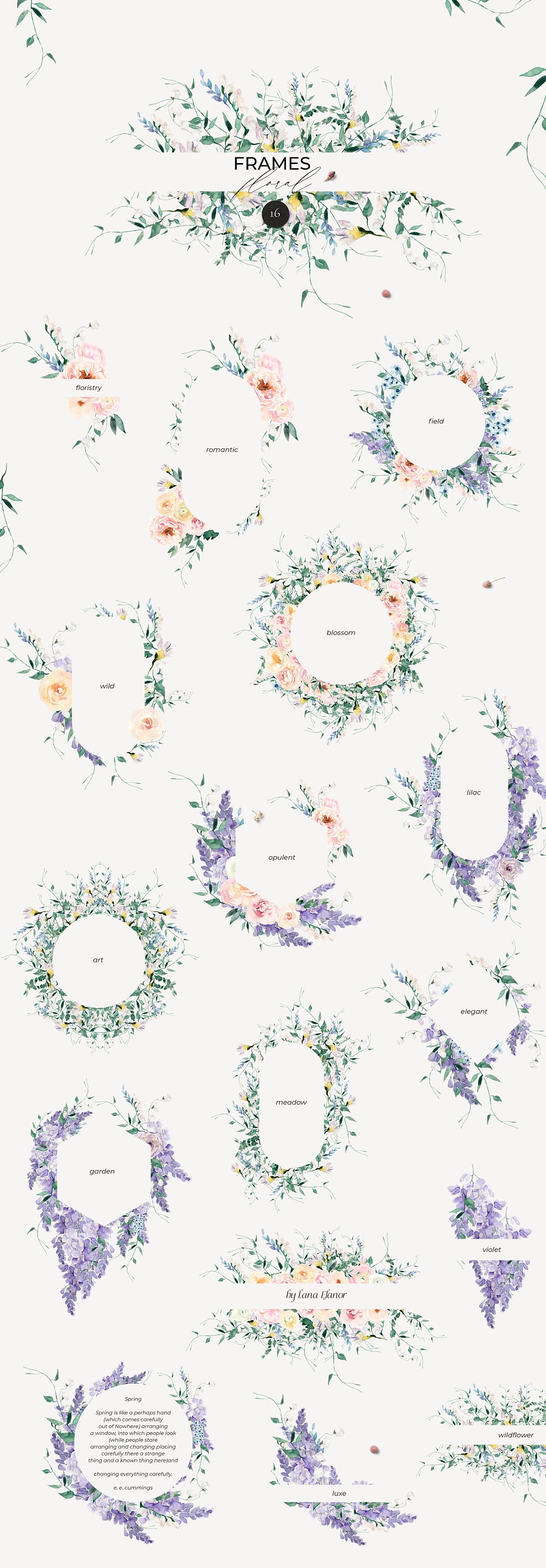 Watercolor Regency Clipart Wisteria Watercolor Floral - Etsy