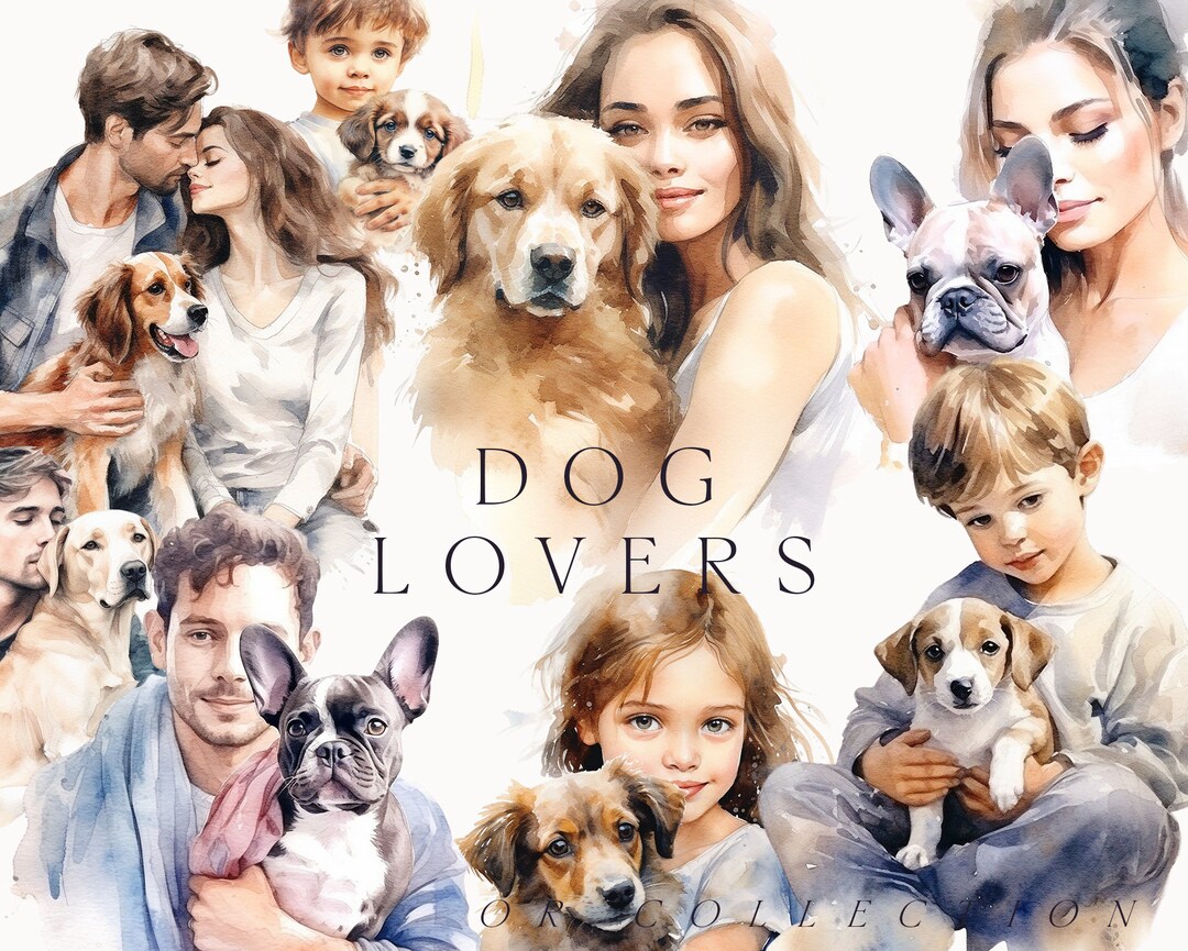 Watercolor Dog Lovers Clipart People With Pets Dog Owners Clipart Kids ...