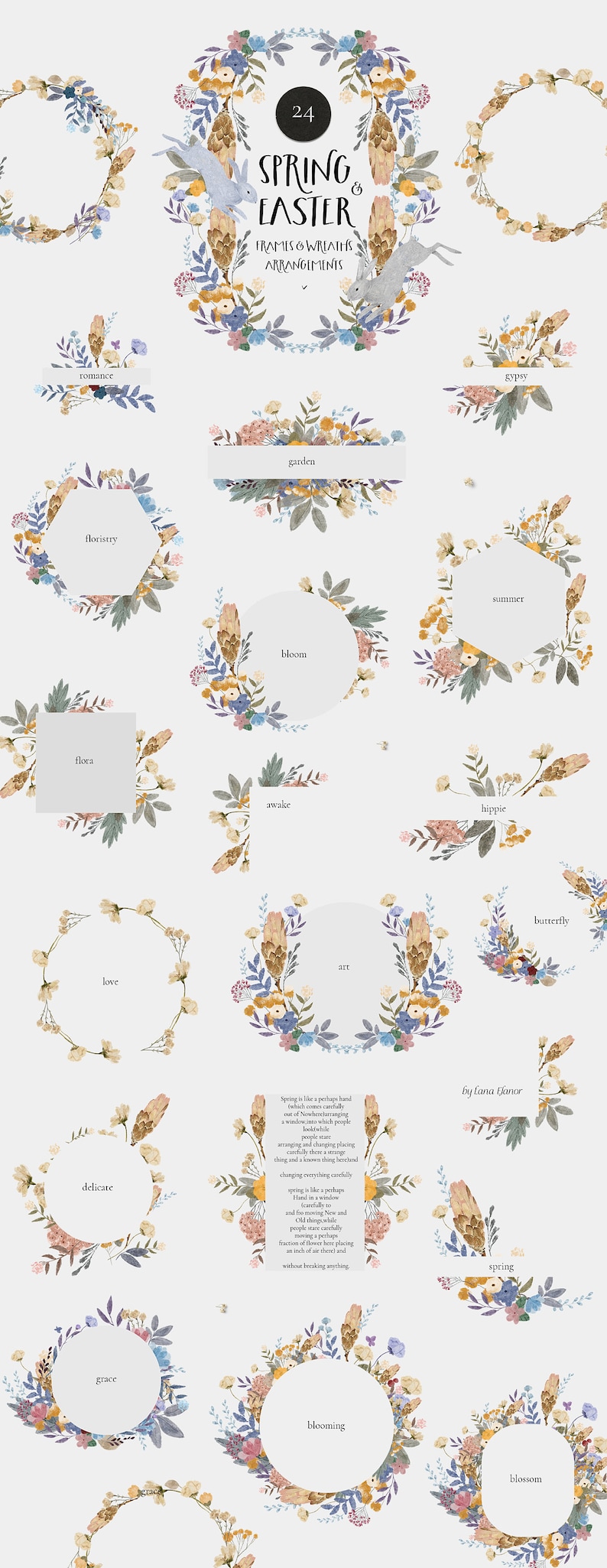 Easter Clipart Set Spring Clipart Easter Rabbits Bunny | Etsy