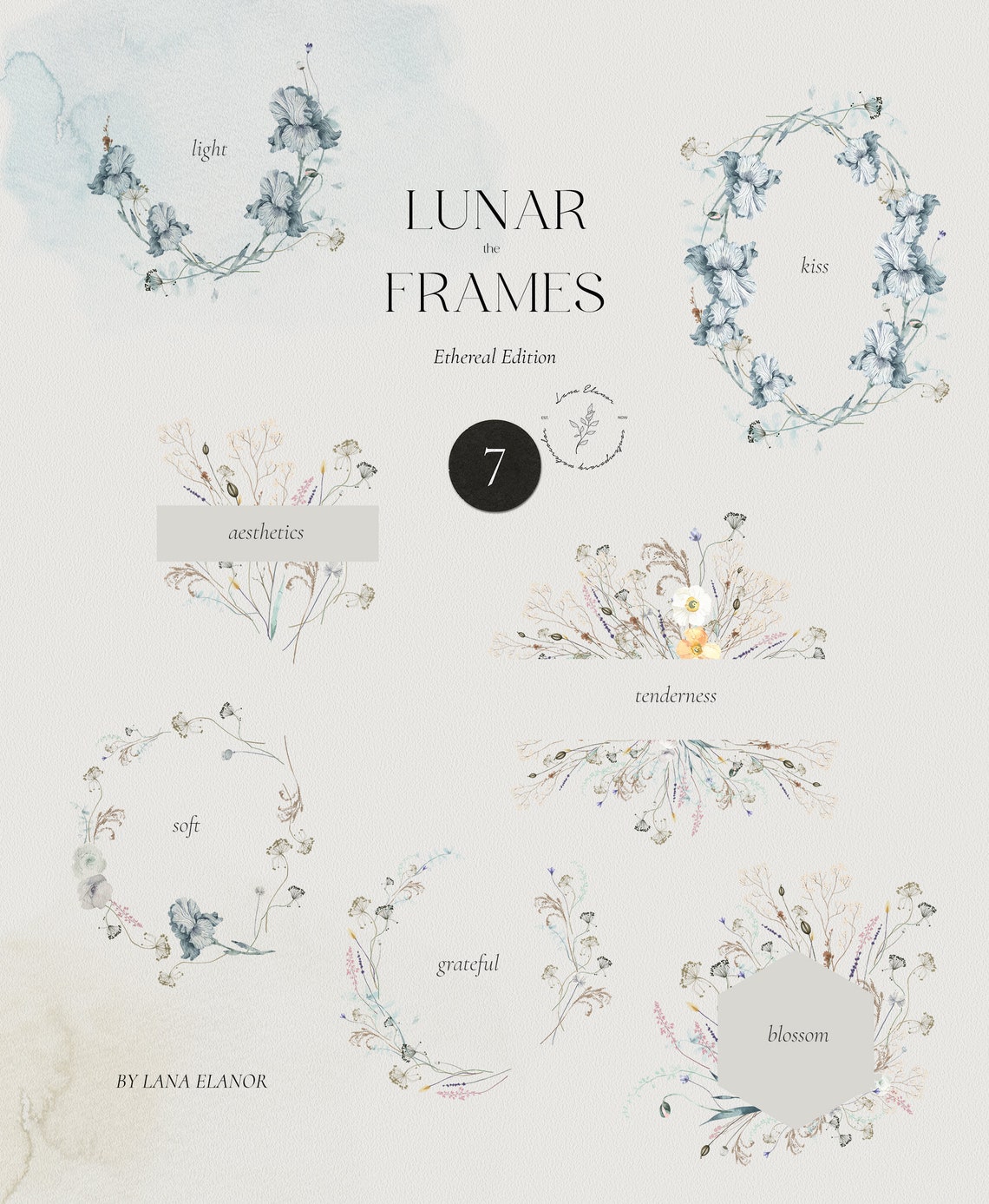 Ethereal Floral Frames Clipart Soft Pastel Abstract Flowers - Etsy