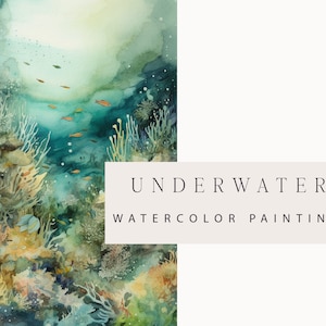 Watercolor Underwater Clipart - Watercolor Undersea Background - Ocean ...