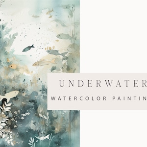 Watercolor Underwater Clipart - Watercolor Undersea Background - Ocean ...