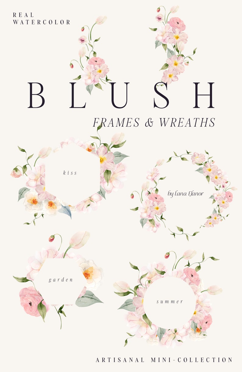 BLUSH Watercolor Flowers Clipart Png - Watercolor Floral Clipart Png ...