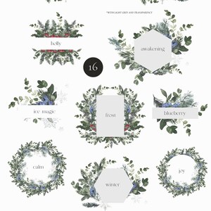 Christmas Frame Wreaths Set Watercolor Clipart Winter Floral - Etsy