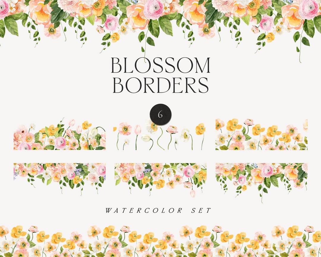 Watercolor Floral Clipart Png - Spring Flowers Border Set - Floral ...