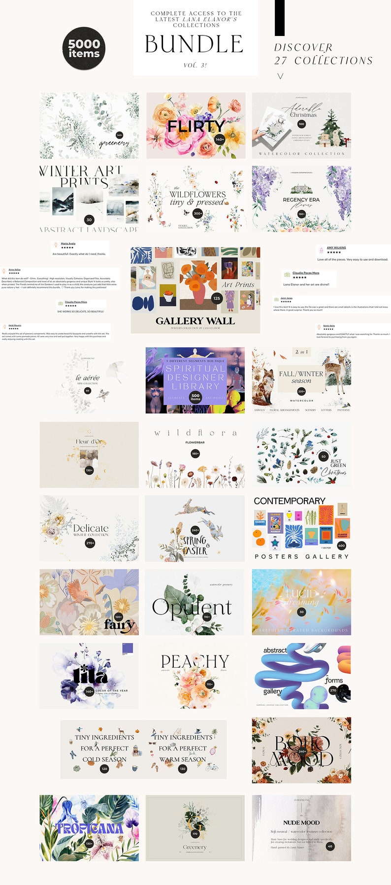 BUNDLE Vol. 3 Watercolor Clipart Bundle Whole Store Bundle - Etsy
