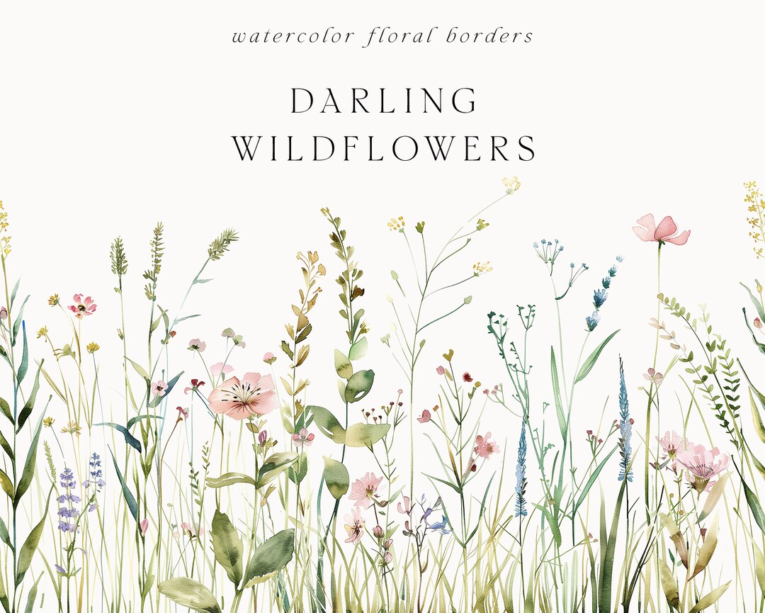 Watercolor Floral Clipart - Wild Meadow - Wildflowers Clipart - Floral ...