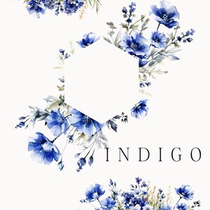 Watercolor Floral Clipart - Watercolor Indigo Blue Floral Clipart Png ...