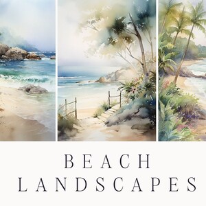 Watercolor Beach Clipart Watercolor Nature Scenery Background Beach ...