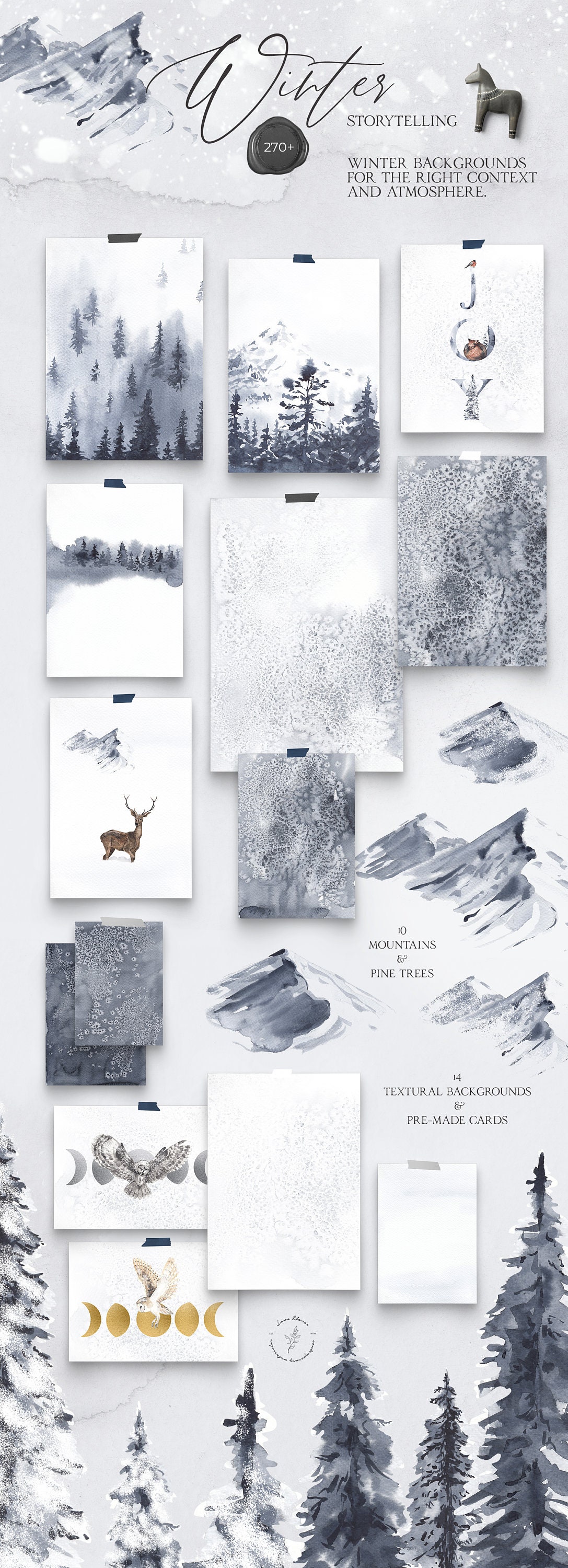 WINTER STORYTELLING Christmas Watercolor Clipart Collection - Etsy