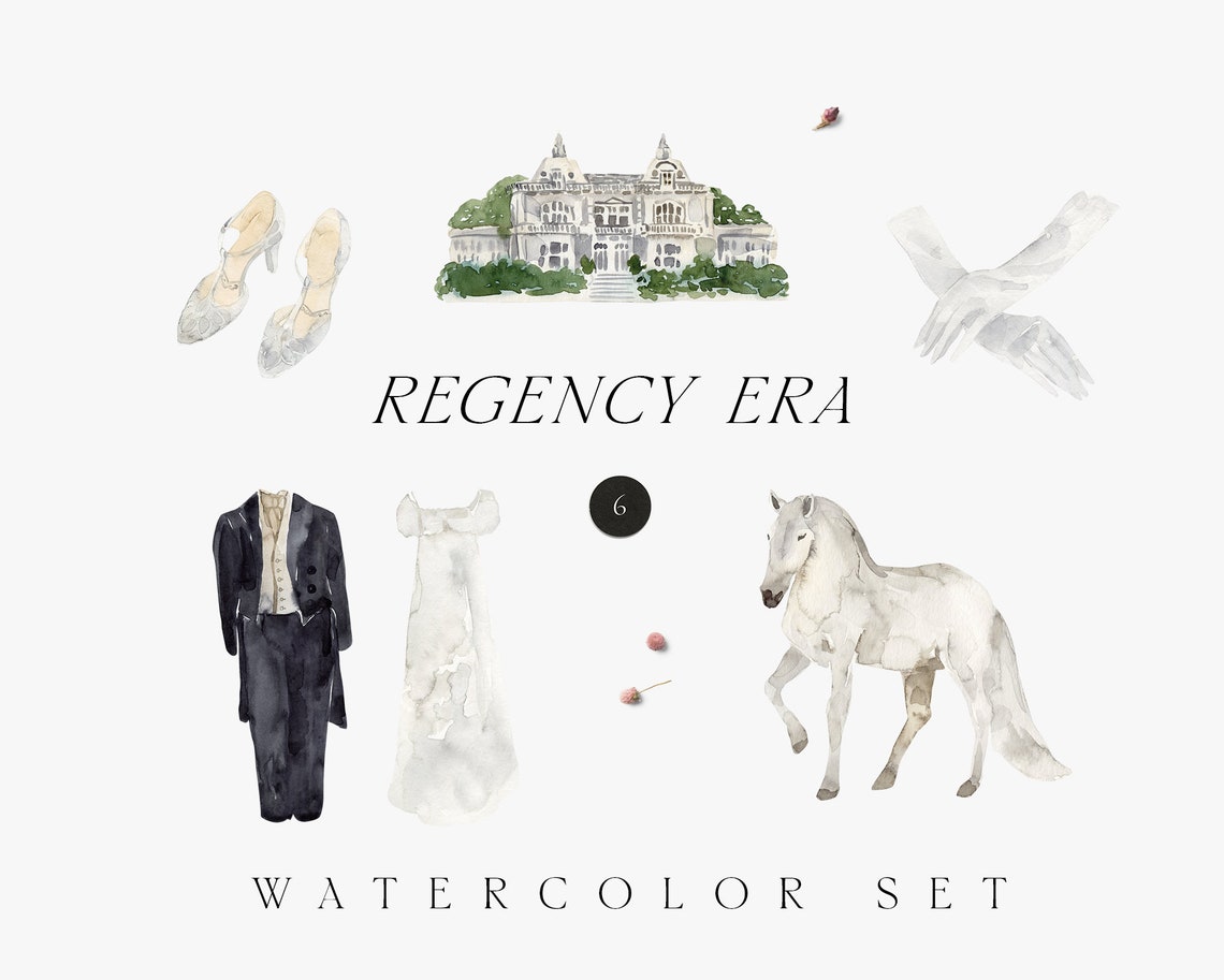 Regency Watercolor Clipart Victorian Romantic Regency Era - Etsy