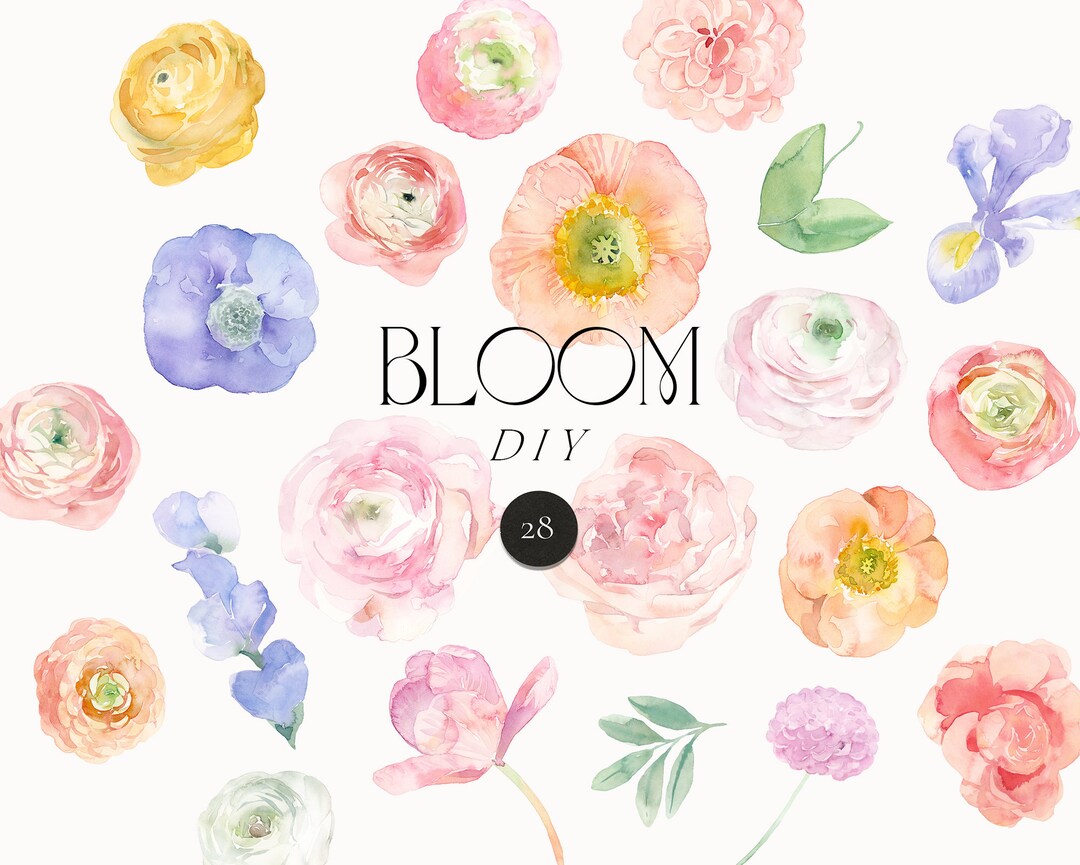 Watercolor Floral Clipart - Spring Flowers DIY - Pastel Flowers ...
