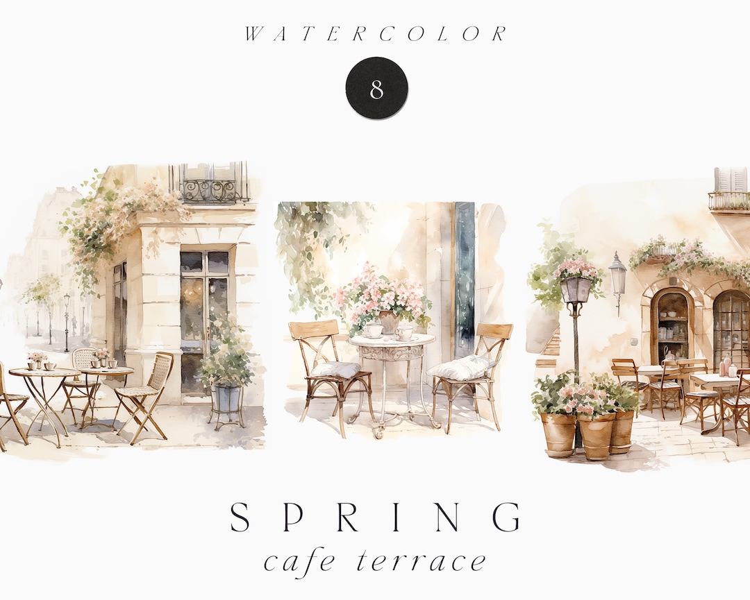 Watercolor Spring Clipart Png - Spring Cafe Terrace Clipart - Spring ...