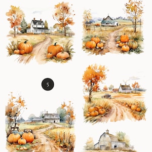 Watercolor Fall Clipart - Watercolor Fall Pumpkins - Pumpkins Farm ...