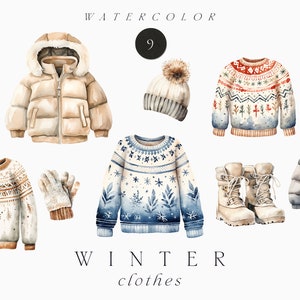 Watercolor Winter Clipart - Winter Clothes Clipart Png - Ugly Christmas ...