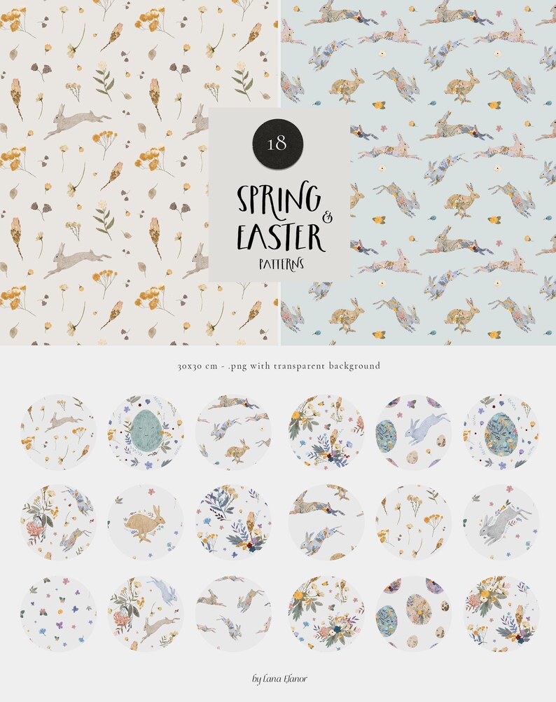 Easter Clipart Set Spring Clipart Easter Rabbits Bunny | Etsy