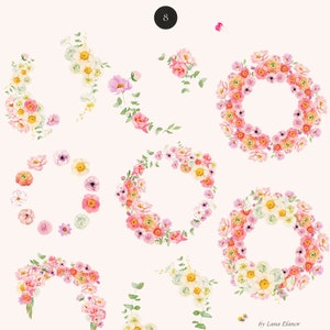 MUSE Watercolor Floral Clipart Bright Pink Watercolor Flowers Png ...