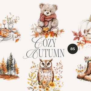 Autumn Watercolor Clipart - Fall Watercolor Clipart PNG - Cozy Autumn ...