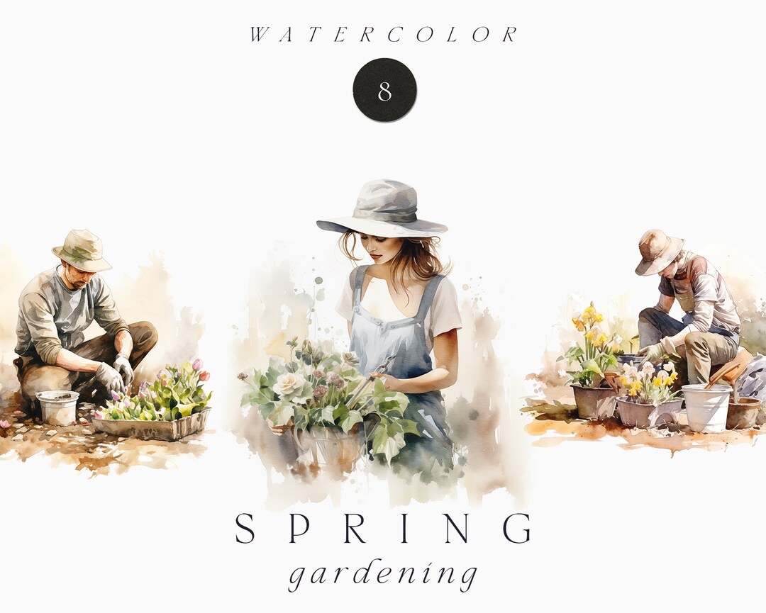Watercolor Spring Clipart Png - Watercolor Gardening Clipart - Work in ...