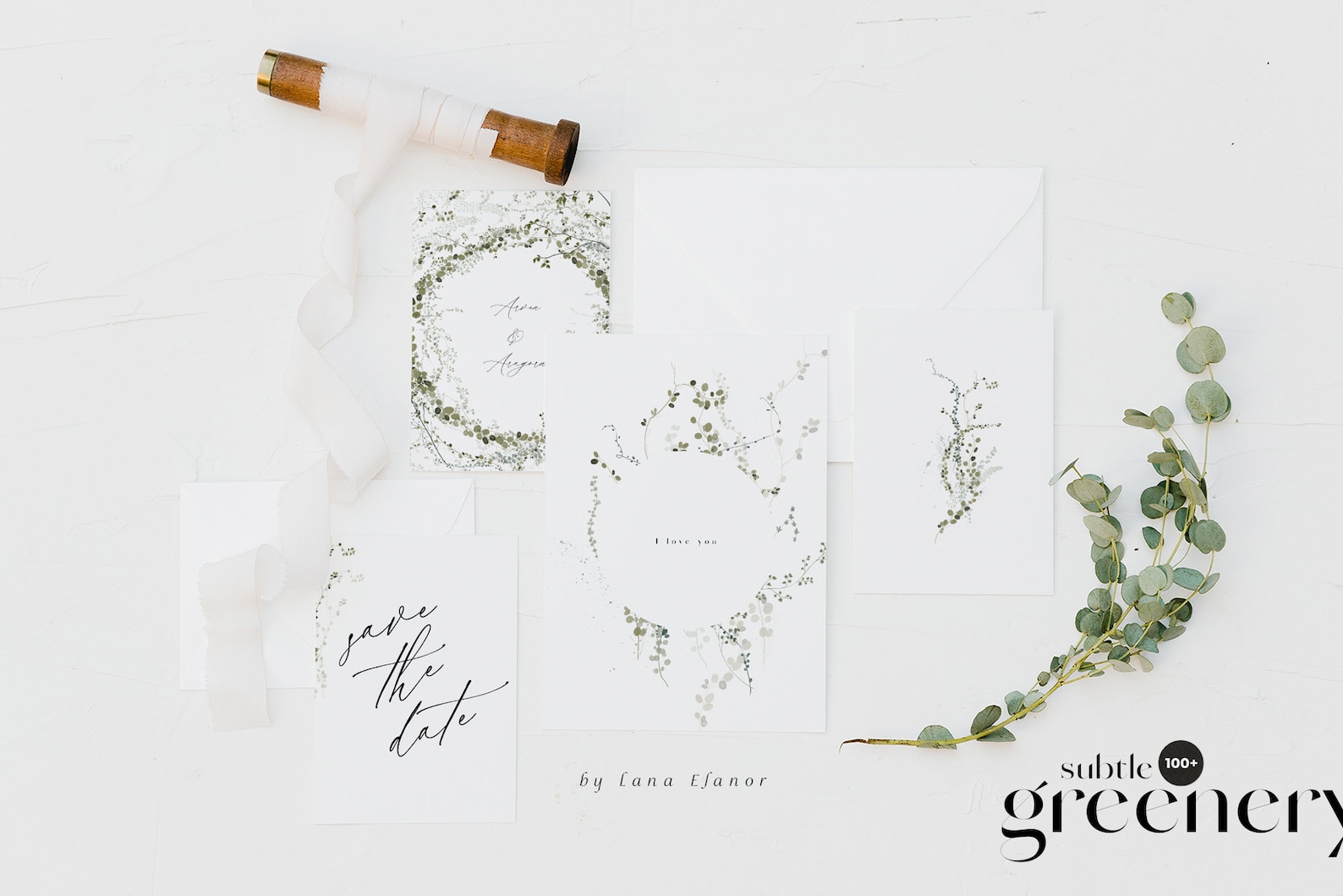 Greenery watercolor set Subtle greenery clipart fragile airy | Etsy