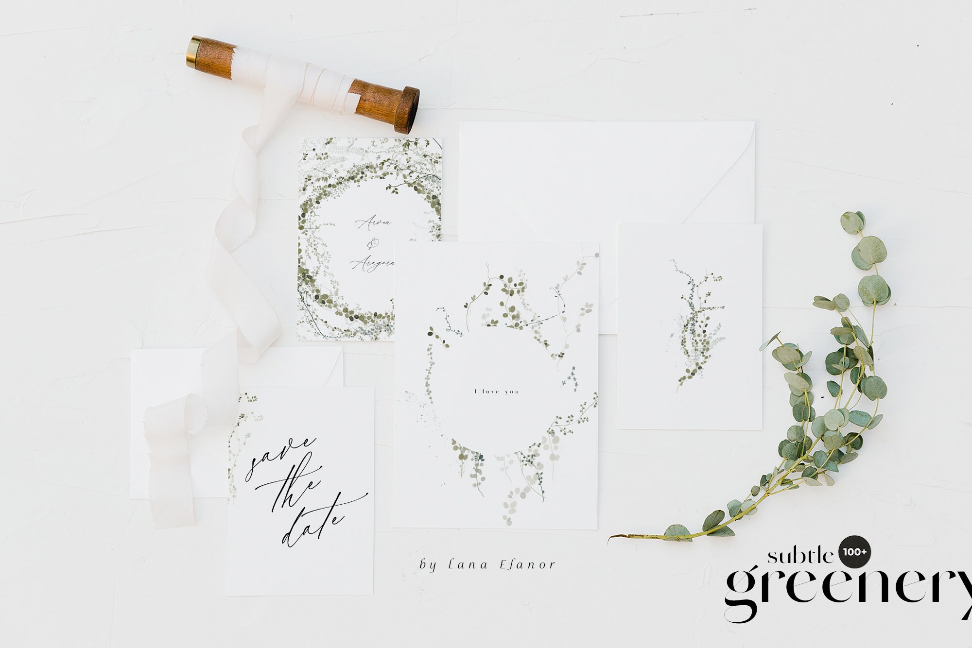 Greenery Watercolor Set Subtle Greenery Clipart Fragile Airy - Etsy