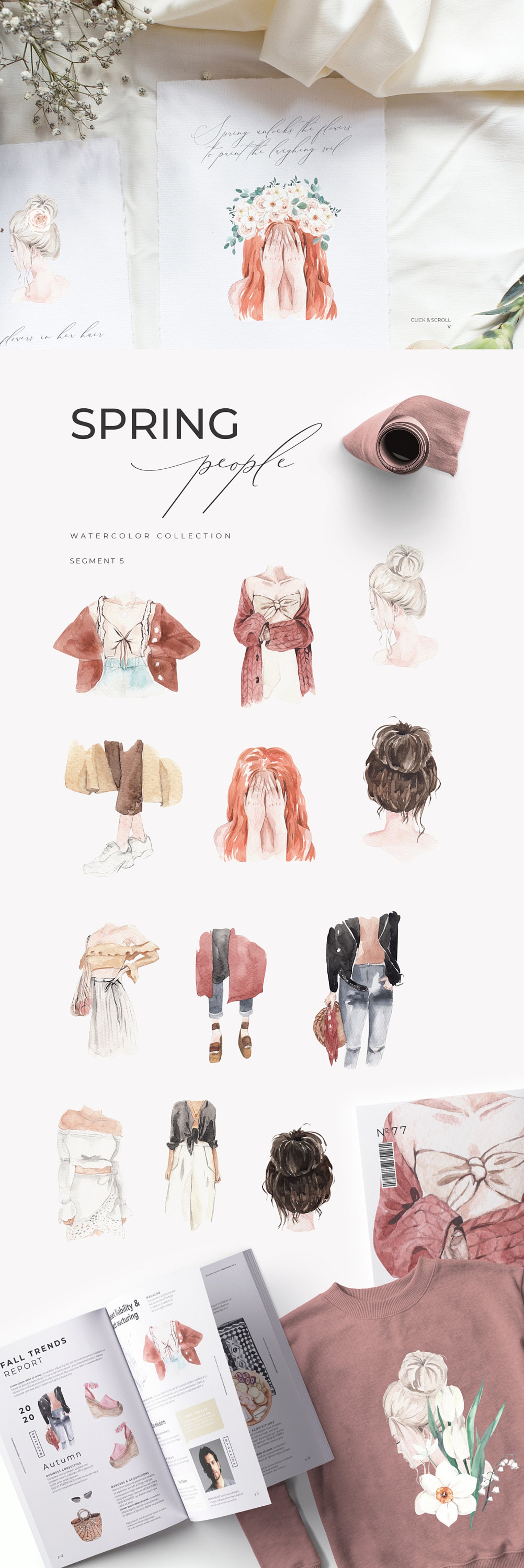 FASHION Watercolor Clipart Fashion Illustrations Women - Etsy