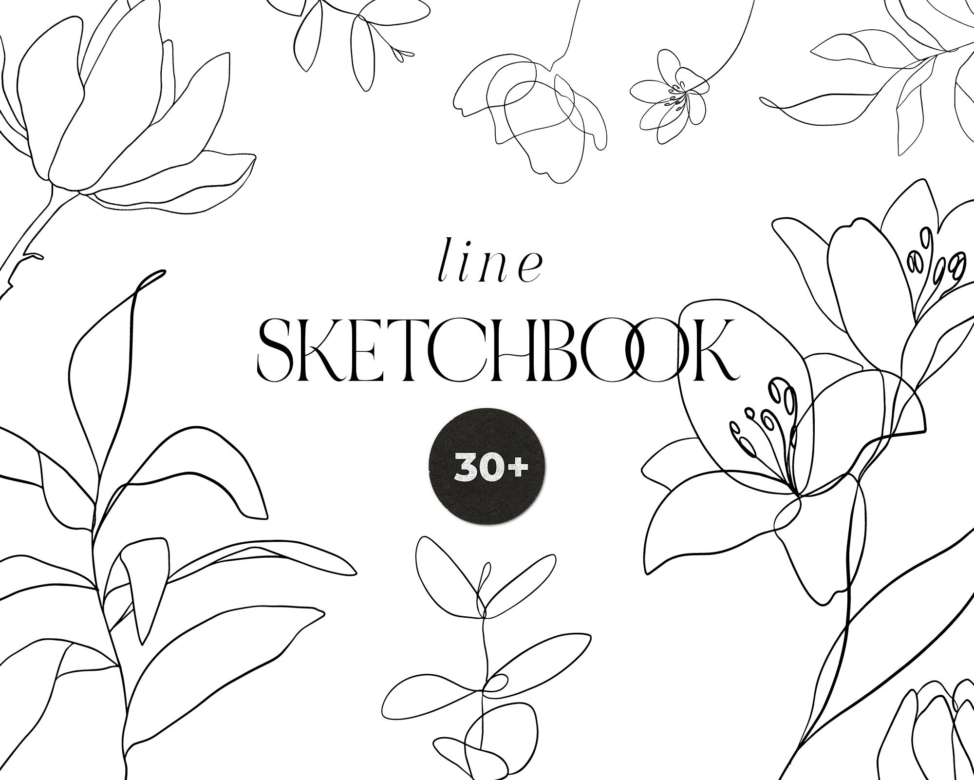 Line Floral Clipart Set One Line Drawing Sketch Flowers - Etsy Canada