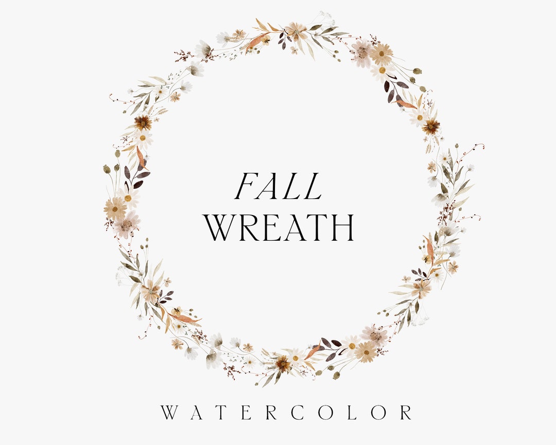 Fall Watercolor Wreath - Autumn Floral Wreath Clipart - Fall Frame ...