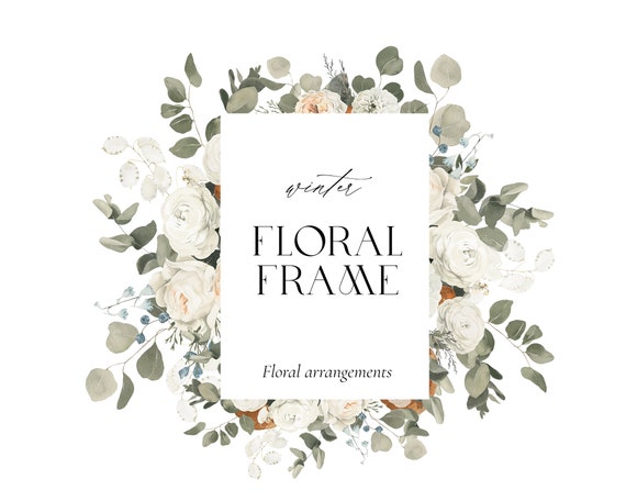 White Flowers Frame Png