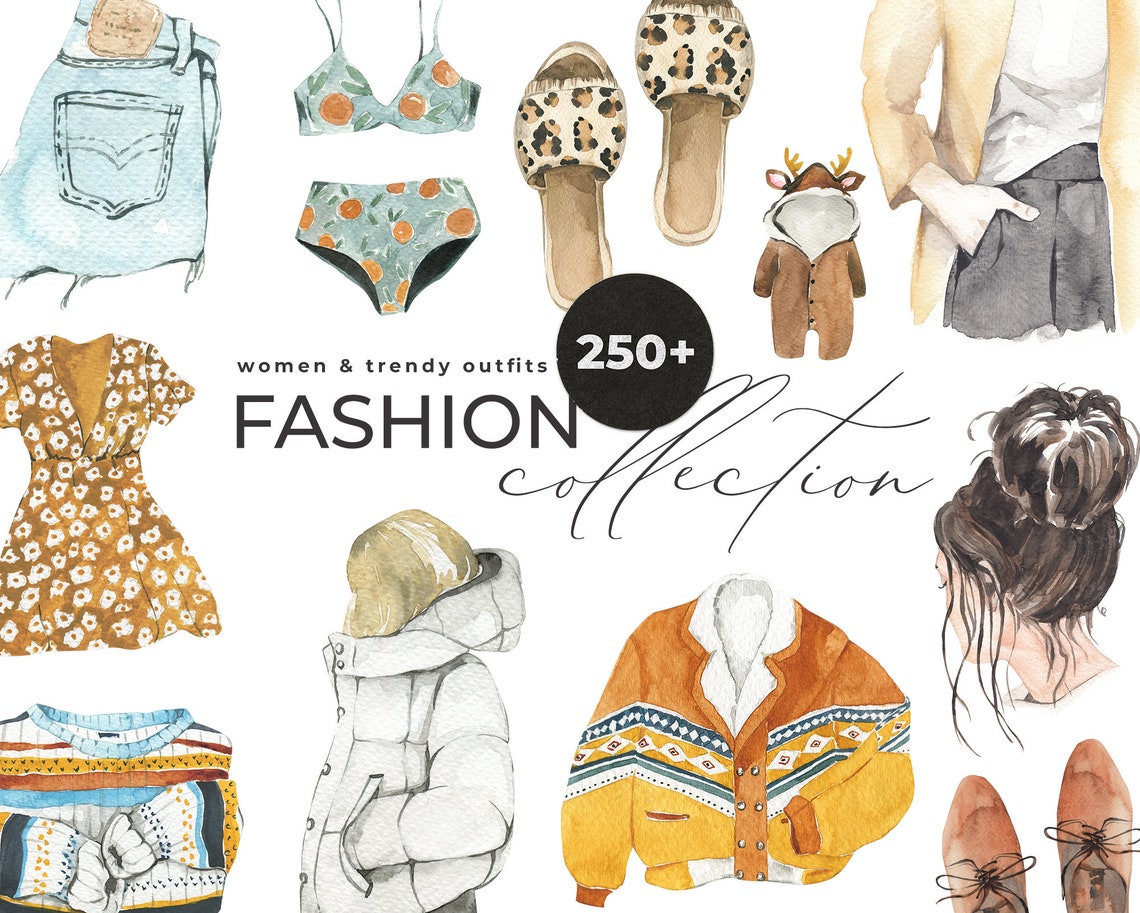 FASHION Watercolor Clipart Fashion Illustrations Women - Etsy