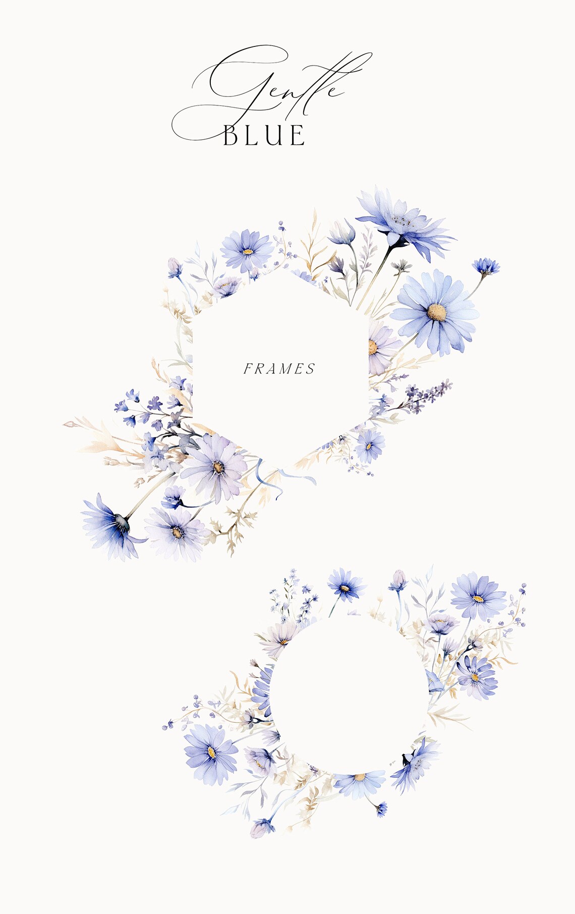Watercolor Blue Floral Clipart - Winter Wildflowers Clipart Png - Blue ...