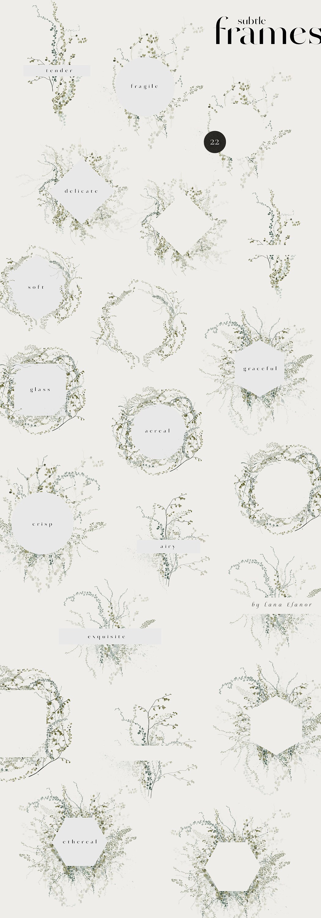 Greenery watercolor set Subtle greenery clipart fragile airy | Etsy